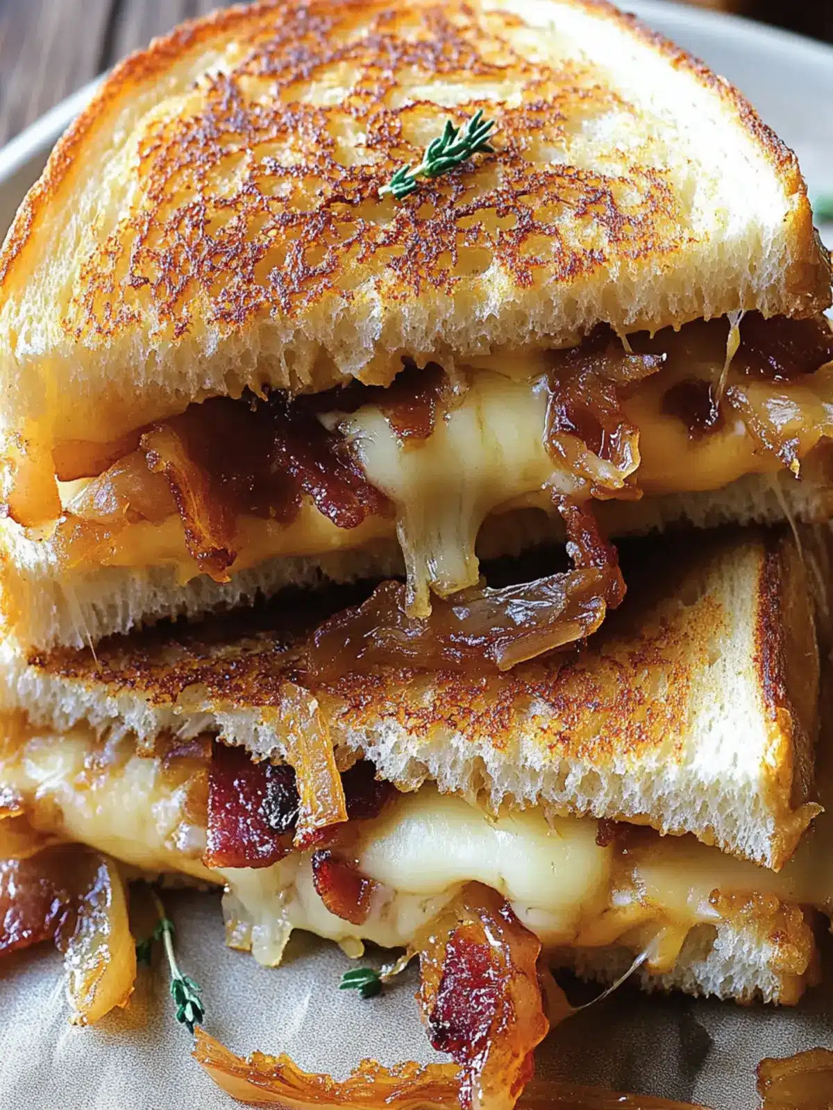 Ultimate Bacon and Caramelized Onion Grilled Cheese Sandwiches