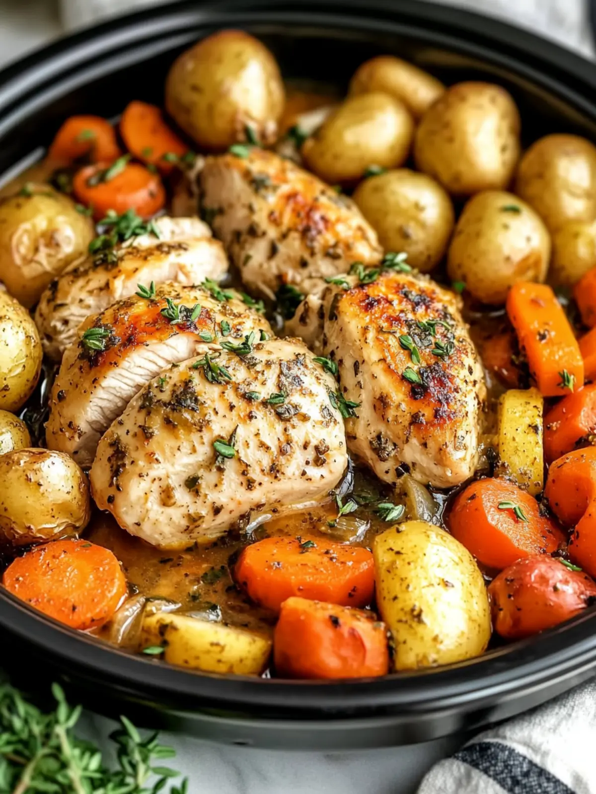 Ultimate Easy Crockpot Garlic Herb Chicken & Veggies Recipe