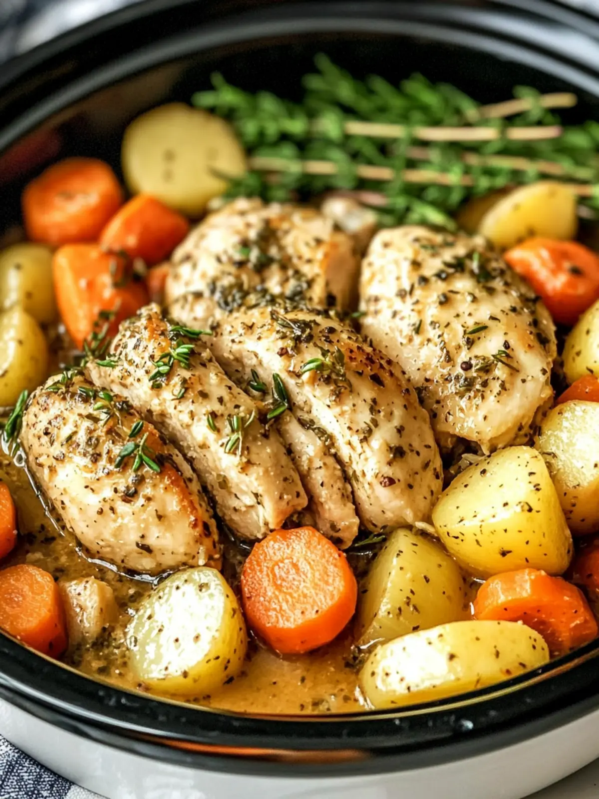 Ultimate Easy Crockpot Garlic Herb Chicken & Veggies Recipe